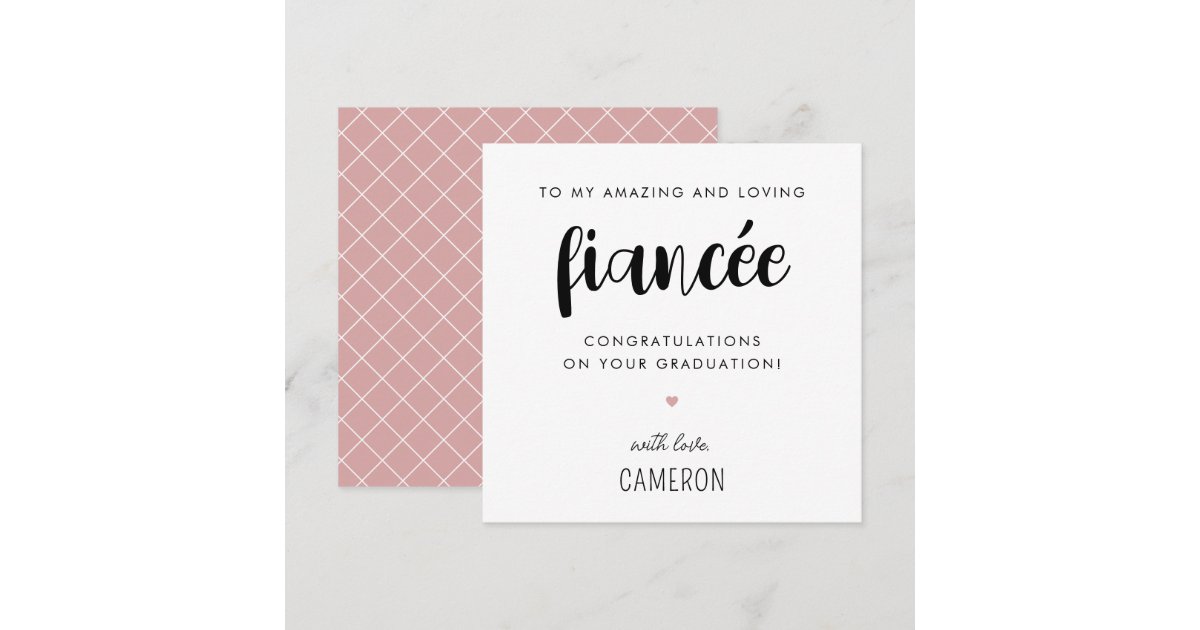 Custom Modern and Cute Fiancée Graduation Card | Zazzle