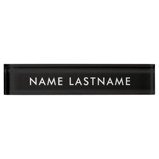 Custom Modern Black White Simple Basic Minimalist Desk Name Plate | Zazzle