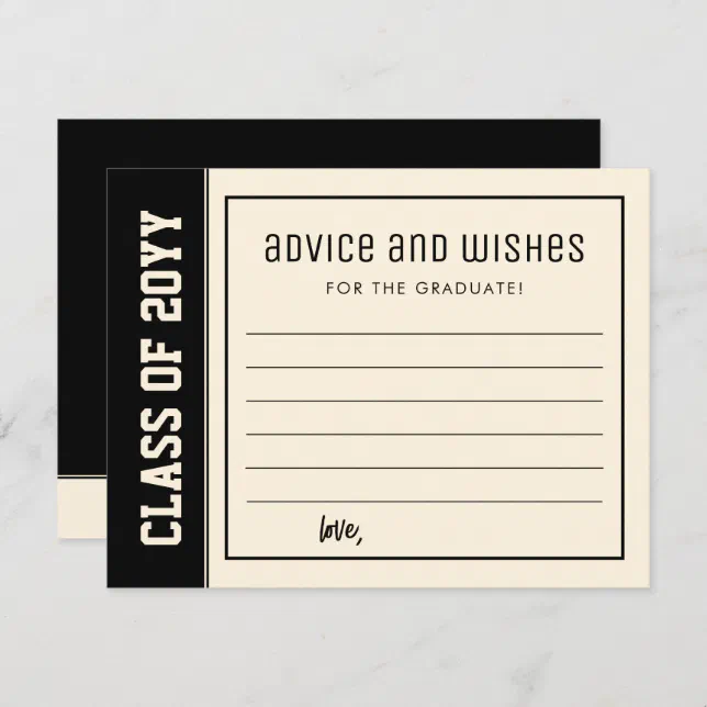 Custom Modern Bold Graduation Advice & Wishes Note Card | Zazzle