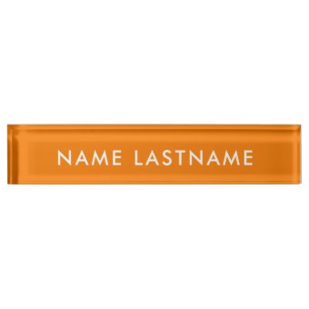 Custom Modern Bright Orange Simple Minimalist Desk Name Plate | Zazzle