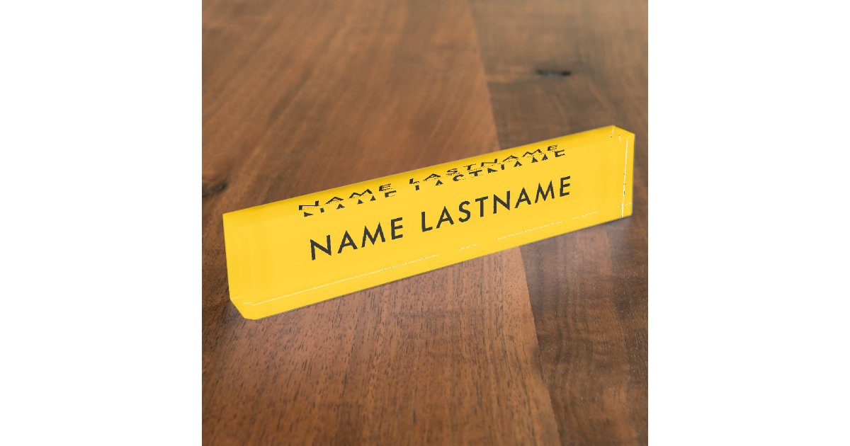 Custom Modern Bright Yellow Simple Minimalist Desk Name Plate | Zazzle