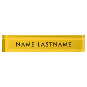 Custom Modern Bright Yellow Simple Minimalist Desk Name Plate | Zazzle