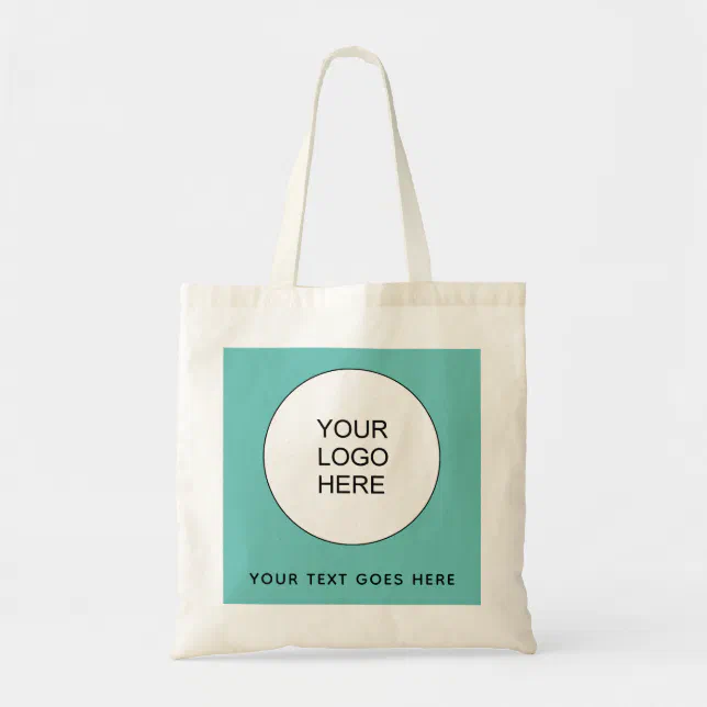 Custom Modern Business Company Logo Budget Teal Tote Bag | Zazzle