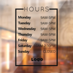Custom Modern Business Hours Store Window Cling | Zazzle