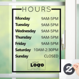 Custom Modern Business Hours Store Window Cling | Zazzle