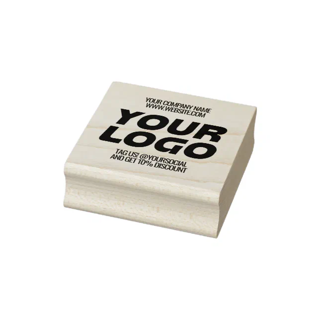 Custom Modern Business Logo and Text Rubber Stamp | Zazzle