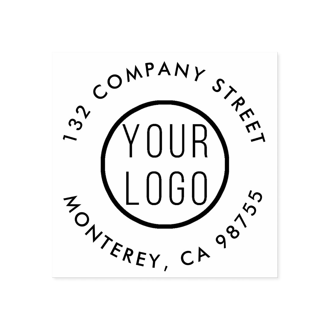 Custom Modern Business Logo Company Return Address Rubber Stamp | Zazzle