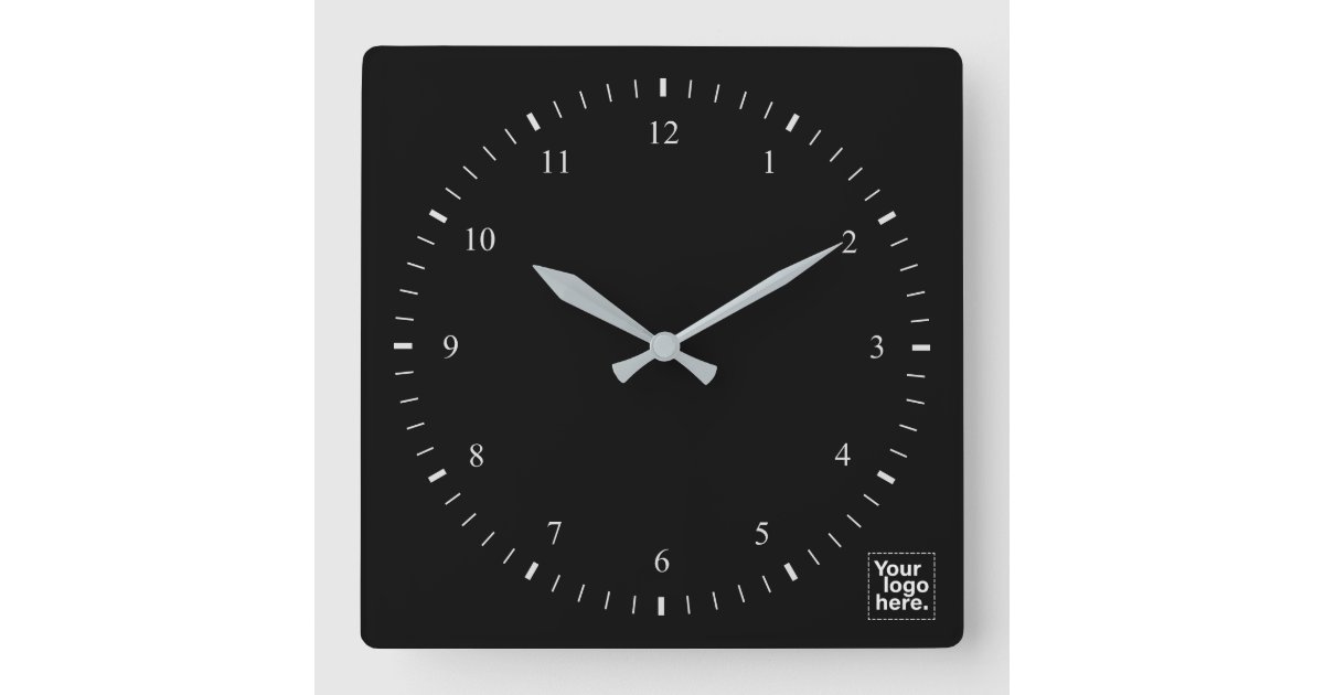 Custom Modern Business Logo Promotional Square Wall Clock | Zazzle