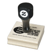 Custom Modern Business Logo, QR Code & Text Rubber Stamp | Zazzle
