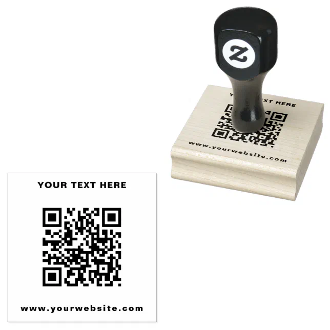 Custom Modern Business QR Code & Text Rubber Stamp | Zazzle
