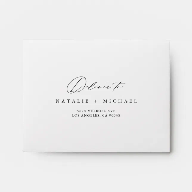 Custom Modern Calligraphy Self Addressed RSVP Envelope | Zazzle