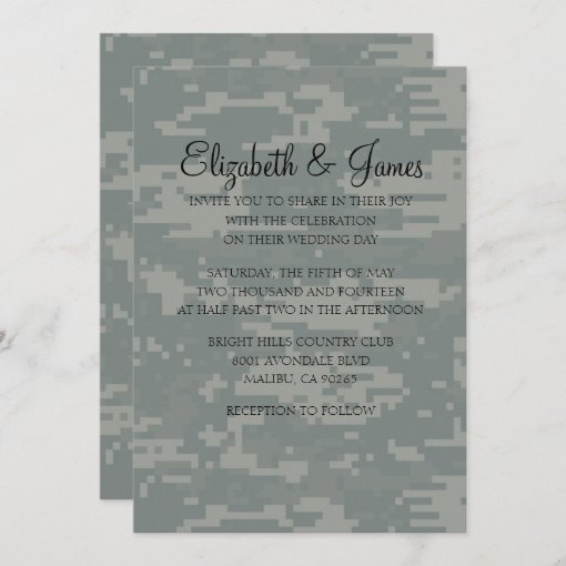 Custom Modern Camo Wedding Invitations | Zazzle