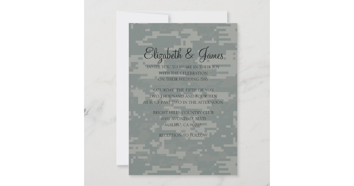 Custom Modern Camo Wedding Invitations | Zazzle