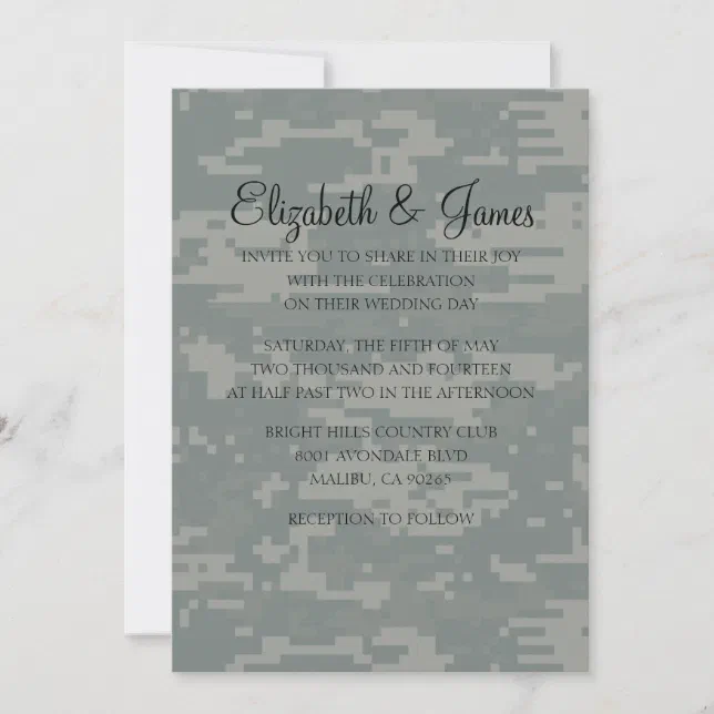 Custom Modern Camo Wedding Invitations | Zazzle