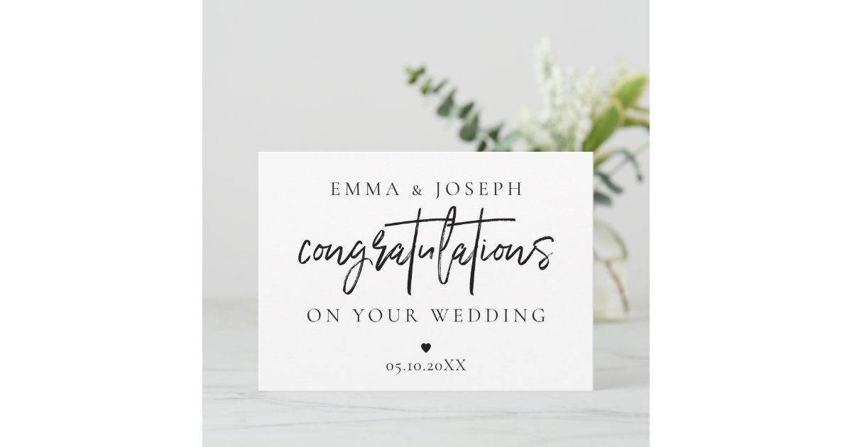 Custom modern chic Congratulation Couple Newlywed | Zazzle