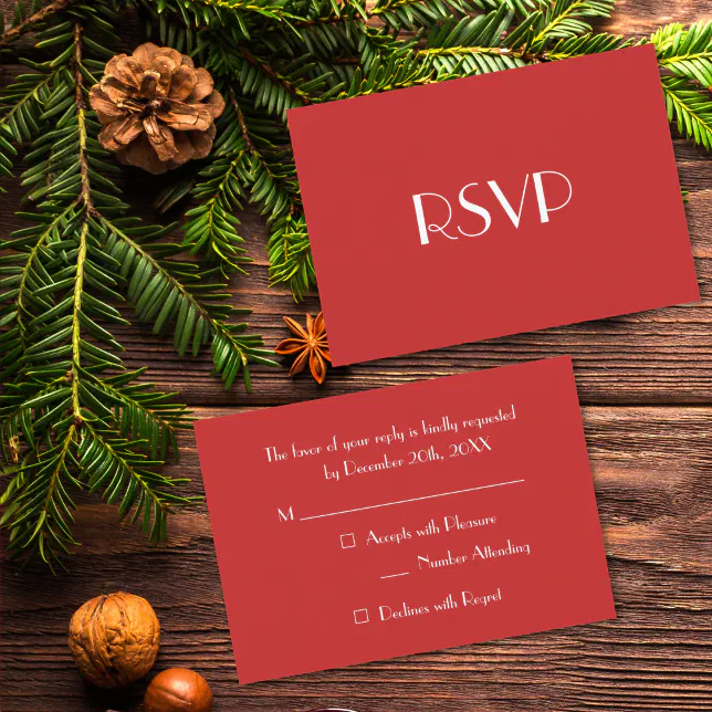 Custom Modern Christmas Red Holiday Party RSVP | Zazzle