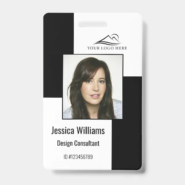Custom Modern Corporate Employee ID Badge Black | Zazzle