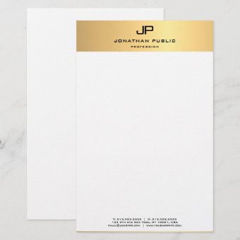 Custom Modern Elegant Gold White Template Trendy Stationery | Zazzle