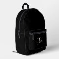Custom Modern Elegant Monogram and Name Black Printed Backpack | Zazzle