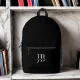 Custom Modern Elegant Monogram and Name Black Printed Backpack | Zazzle