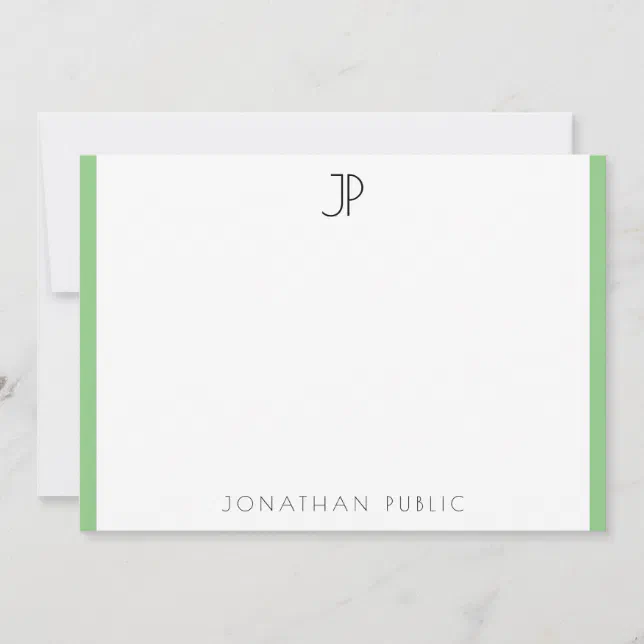 Custom Modern Elegant Monogram Trendy Smart Note Card | Zazzle