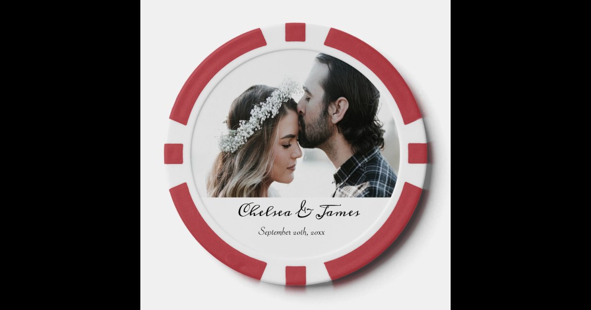 Custom Modern Elegant Photo Calligraphy Script Poker Chips | Zazzle