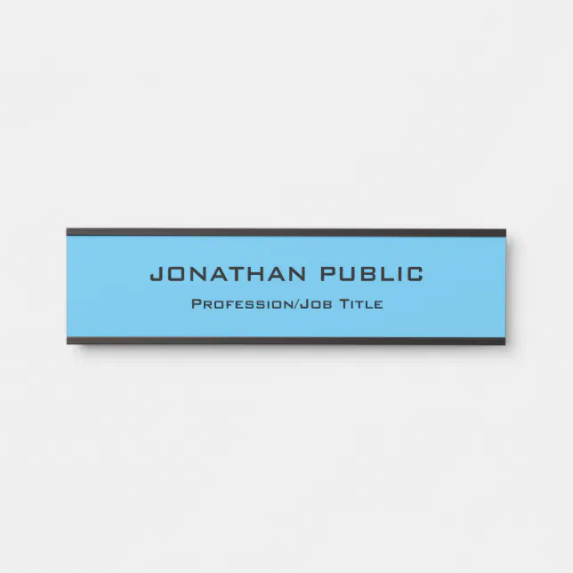 Custom Modern Elegant Template Cool Sky Blue Door Sign | Zazzle