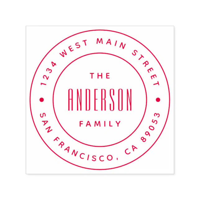 Custom Modern Family Name Round Return Address Self-inking Stamp | Zazzle