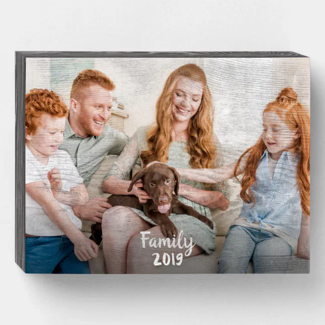 Custom Modern Family Photo Simple Wooden Box Sign | Zazzle