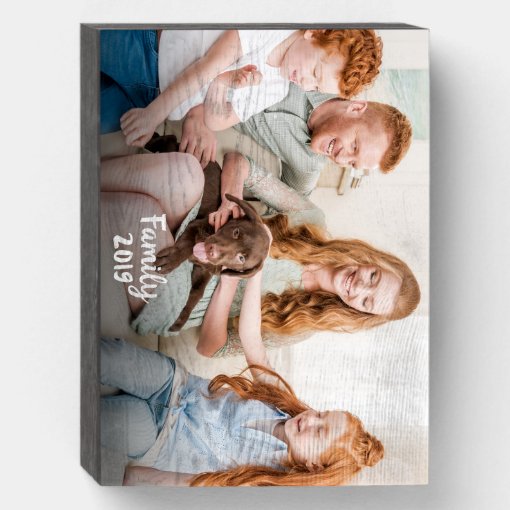 Custom Modern Family Photo Simple Wooden Box Sign | Zazzle