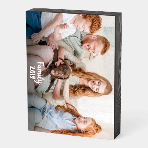 Custom Modern Family Photo Simple Wooden Box Sign | Zazzle