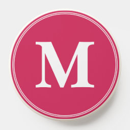 Custom Modern Girly Pink White Monogram Initial PopSocket | Zazzle