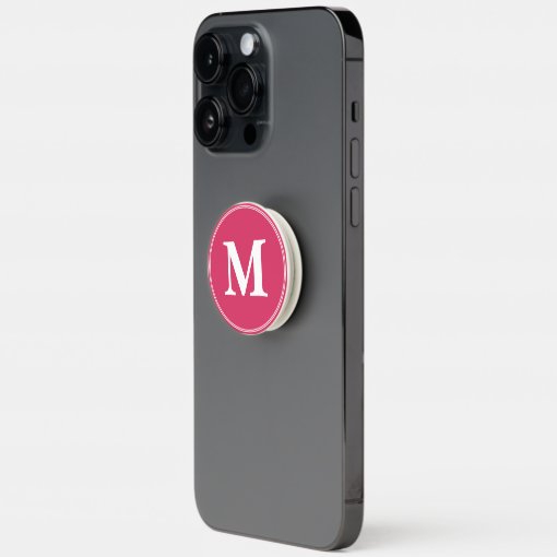 Custom Modern Girly Pink White Monogram Initial PopSocket | Zazzle