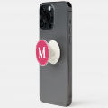 Custom Modern Girly Pink White Monogram Initial PopSocket | Zazzle