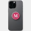 Custom Modern Girly Pink White Monogram Initial PopSocket | Zazzle