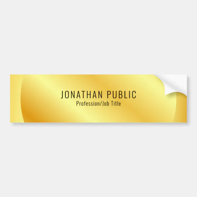 Custom Modern Glamorous Gold Look Template Bumper Sticker | Zazzle