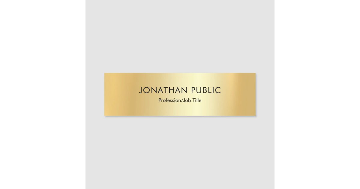 Custom Modern Glamorous Gold Template Rectangle Name Tag | Zazzle