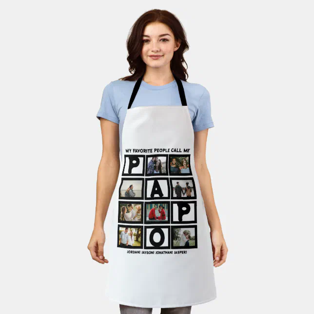 Custom Modern Grandpa Papo 8 Photo Collage Apron | Zazzle