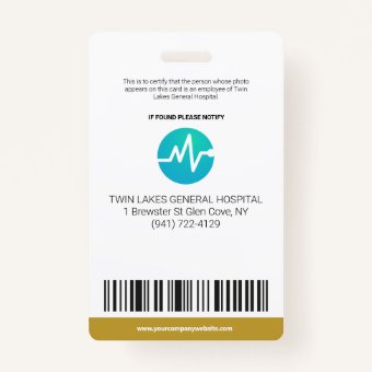 Custom Modern Hospital Employee Photo ID Yellow Badge | Zazzle
