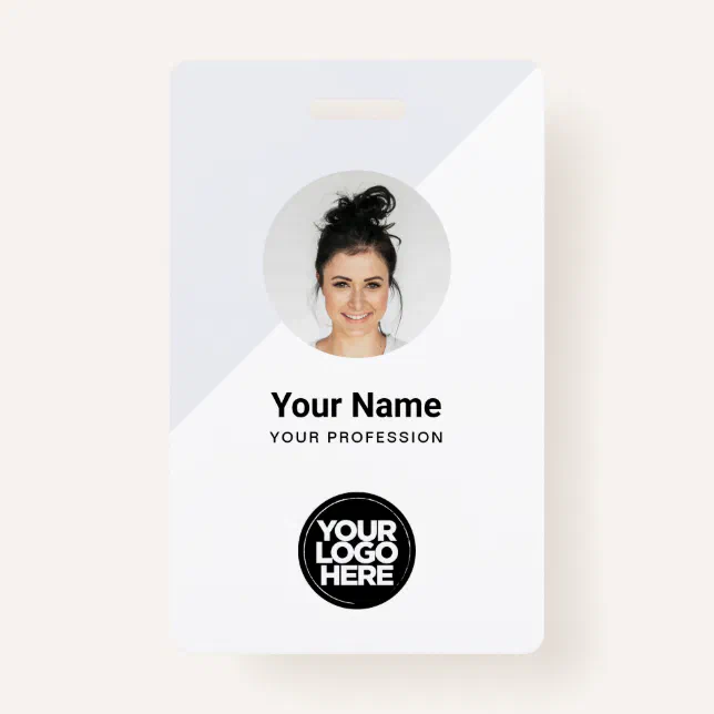 Custom Modern ID Card, Minimalist Photo Name Logo Badge | Zazzle