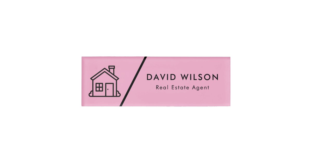 Custom Modern Minimalist Real Estate Agent Name Tag | Zazzle