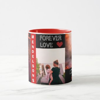 Custom modern multi photo and personalized text mug | Zazzle