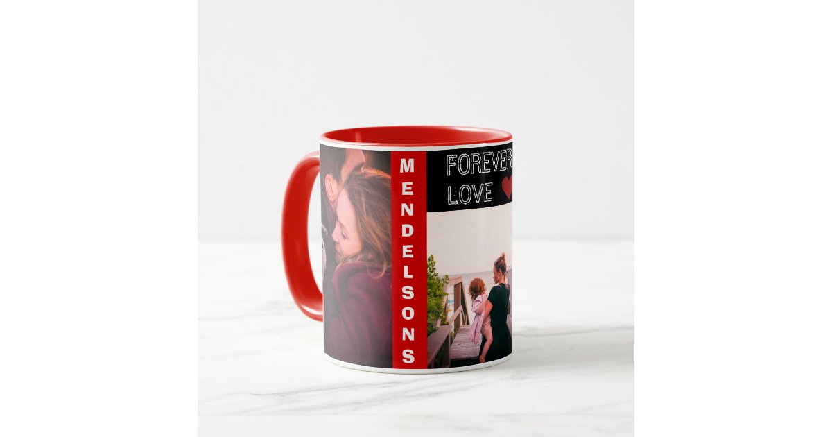 Custom modern multi photo and personalized text mug | Zazzle