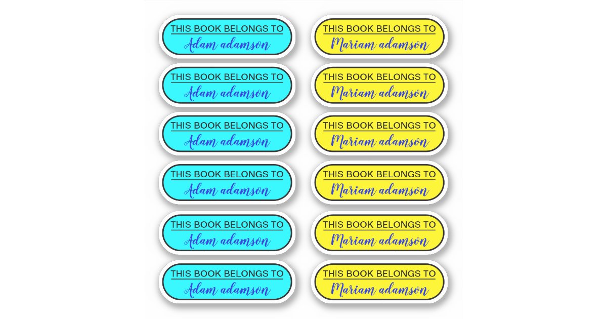 Custom Modern Name Stickers (This Book Belongs To) | Zazzle