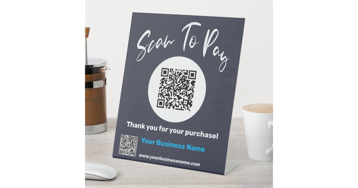 Custom Modern Pay Here Business Pedestal Sign | Zazzle