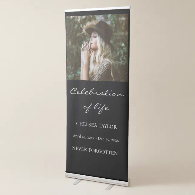 Custom Modern Photo Celebration Of Life Funeral Retractable Banner | Zazzle