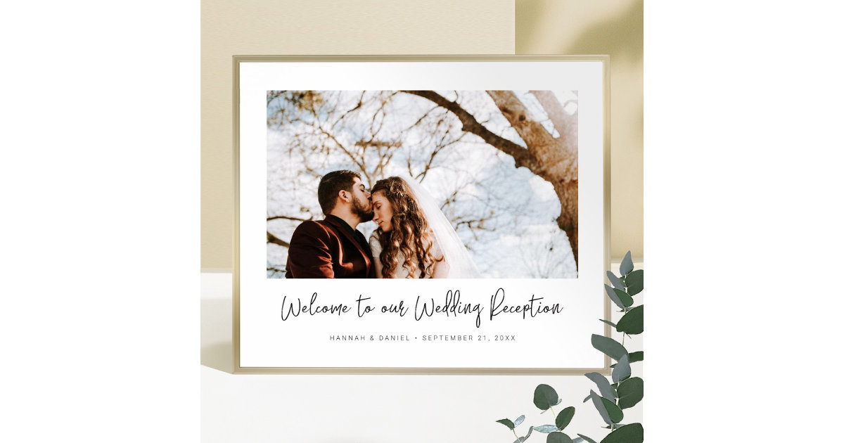 Custom Modern Photo Wedding Reception Welcome Poster | Zazzle