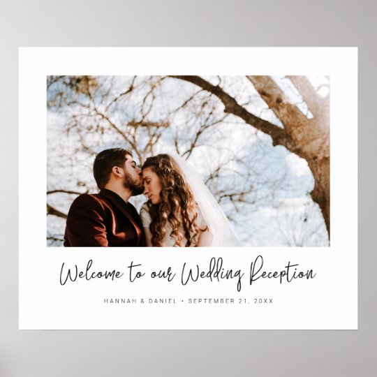 Custom Modern Photo Wedding Reception Welcome Poster | Zazzle.com