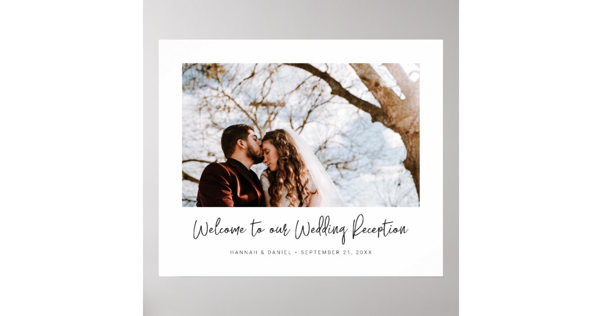 Custom Modern Photo Wedding Reception Welcome Poster | Zazzle.com