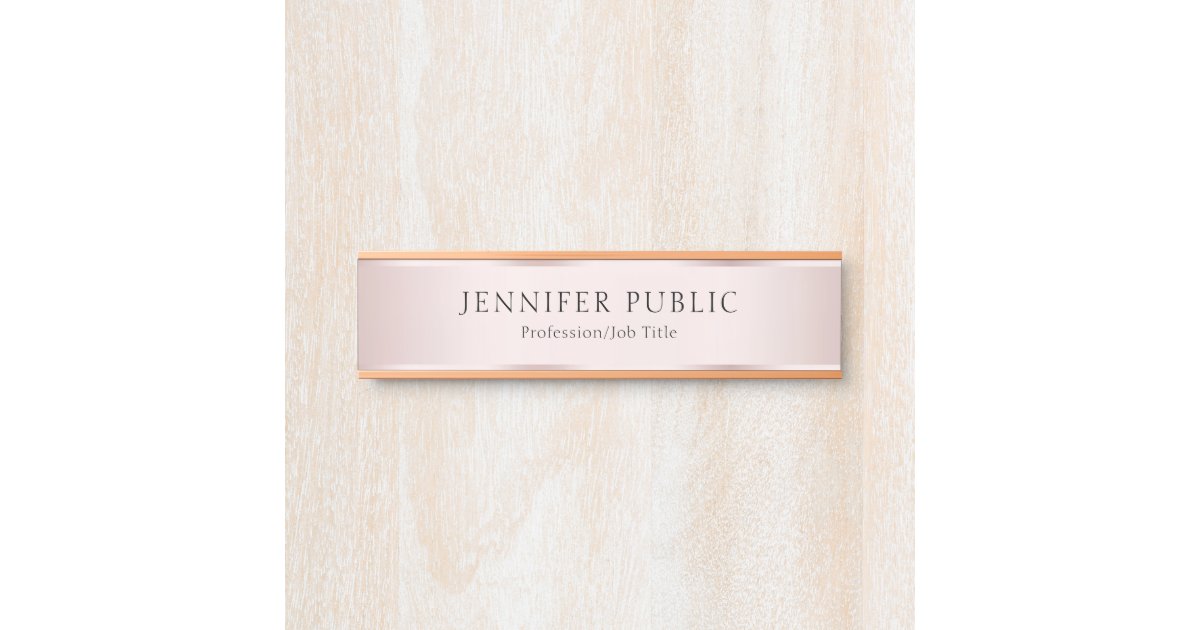 Custom Modern Rose Gold Elegant Template Door Sign | Zazzle